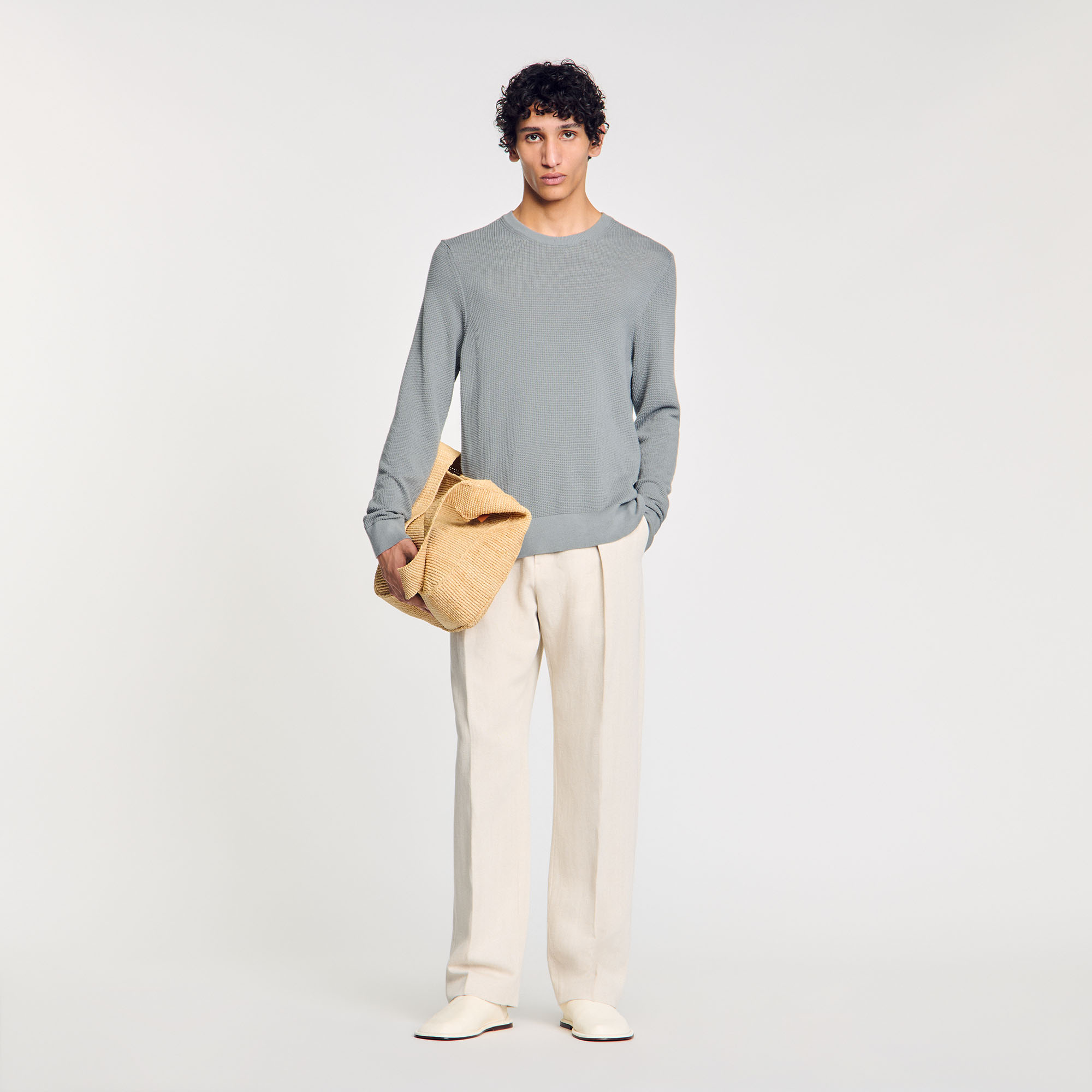 Textured knit sweater black / gray for Men | Sandro Paris