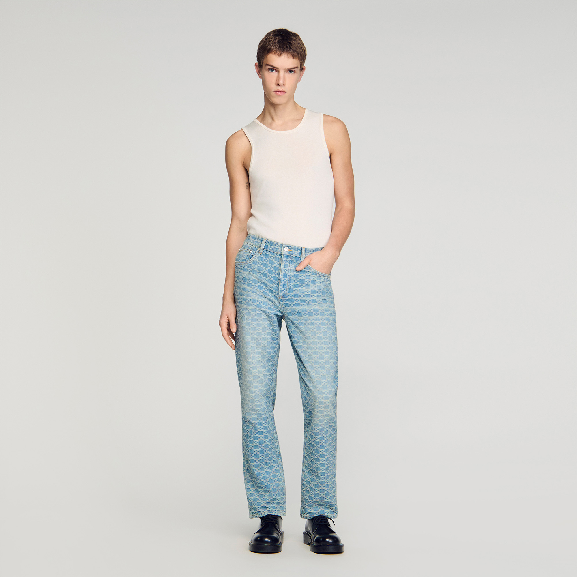 Jean regular Square Cross Bleu Ciel pour homme | Sandro Paris