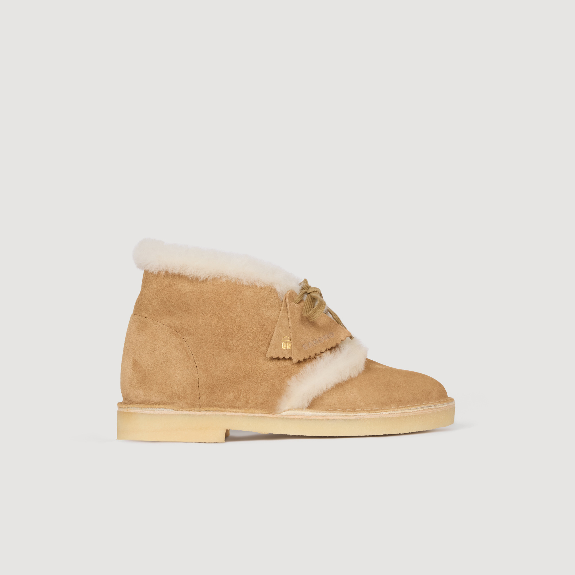 Shearling Desert Boots™ white / beige For Women | Sandro Paris